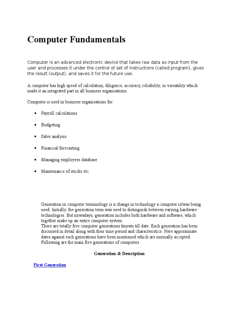 Computer Fundamentals | PDF | Computer Data Storage | Random Access Memory