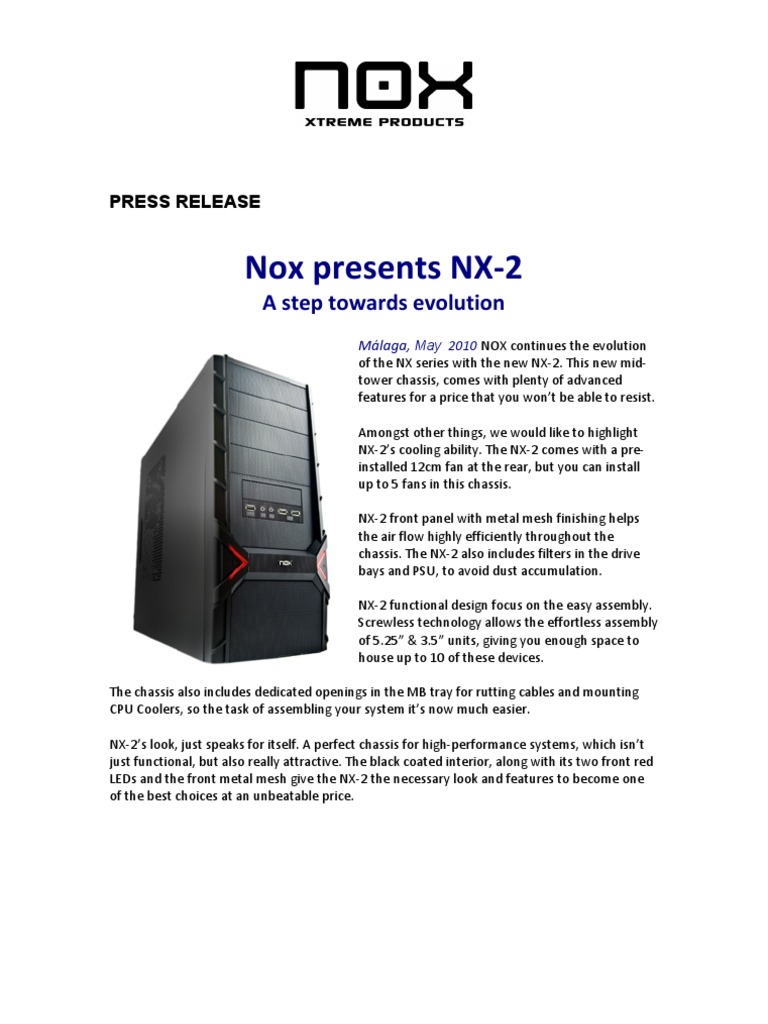 Nox NX2 Case Specifications | PDF | Computer Architecture | Electrical ...