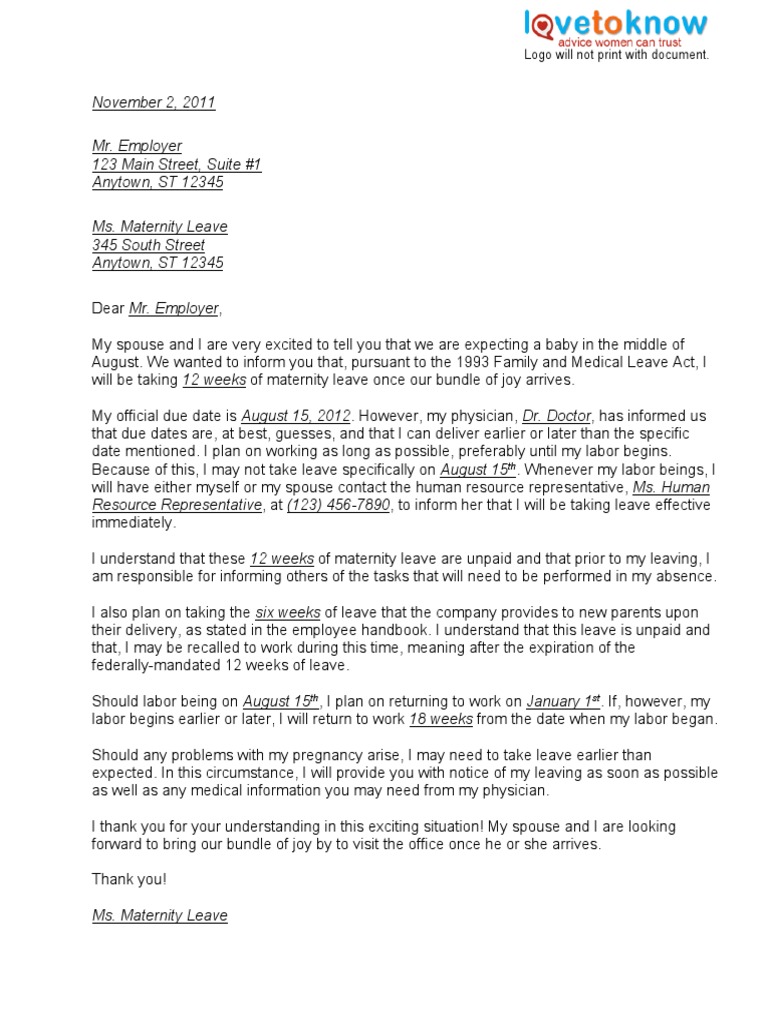 410 FMLA and Company Letter PDF | PDF | Childbirth | Wellness