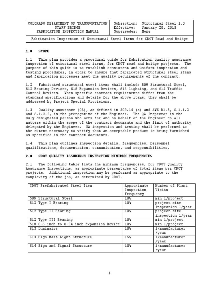 Fabrication Inspection of Structural Steel Final 1.28.15 | PDF ...