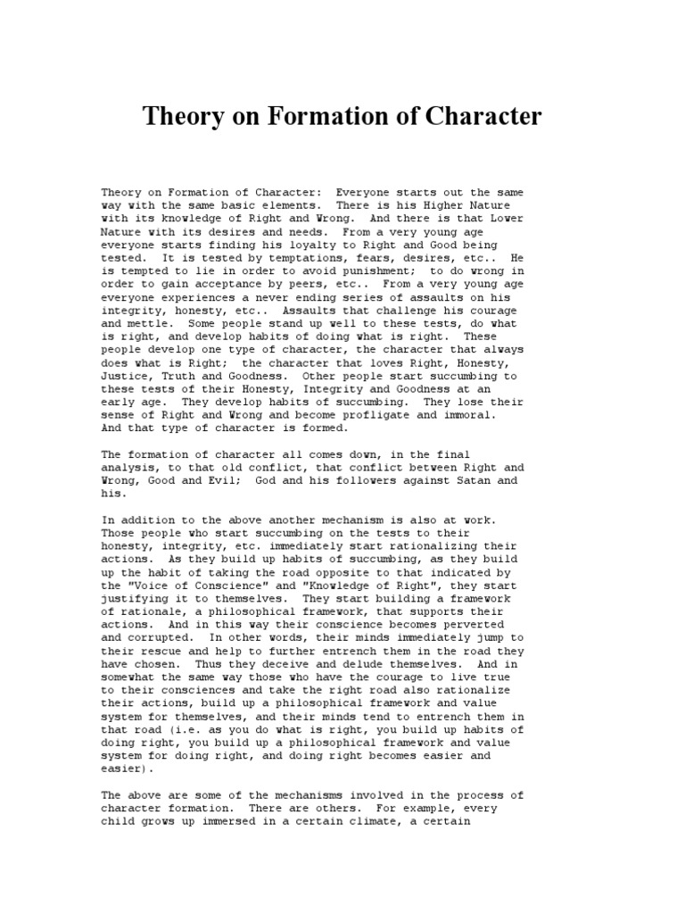 Theory On Formation of Character | PDF | Attitude (Psychology ...