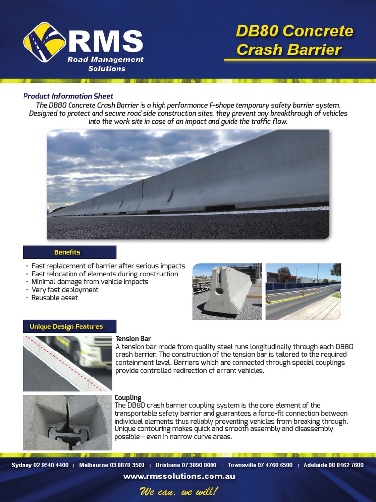 DB80 Concrete Crash Barrier Guide | PDF | Road Transport | Civil ...
