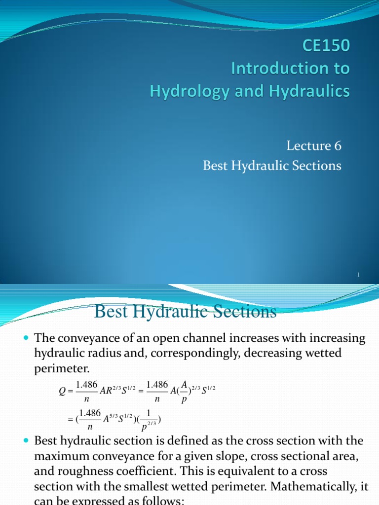 Best Hydraulic Sections for Open Channels | PDF | Area | Space