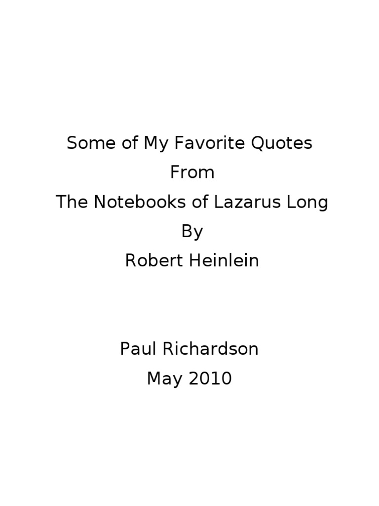 Lazarus Long On Duty and Humans | PDF