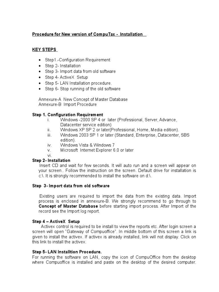 CompuTax Installation Procedure Guide | PDF | Installation (Computer ...