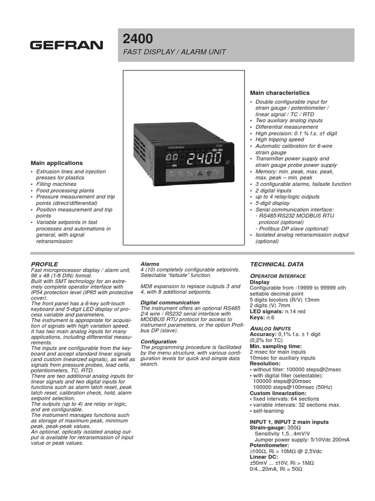 Gefran 2400 | PDF | Relay | Power Supply