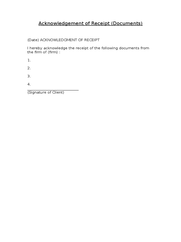 Acknowledgement of Receipt (Documents) | PDF