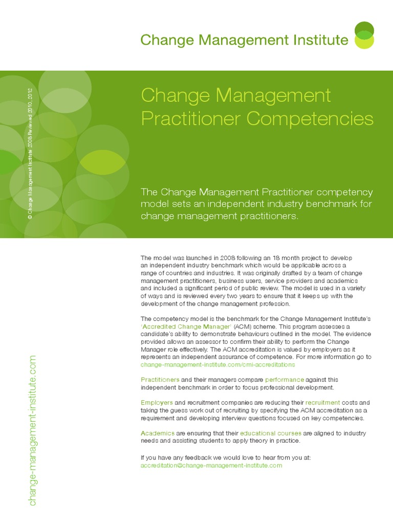Cmi Accreditation Cmpcompetencymodel | PDF | Change Management ...
