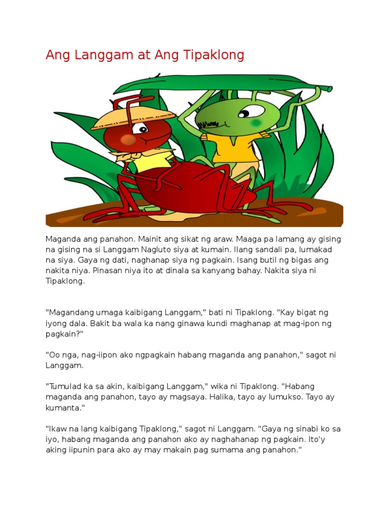 Ang Langgam at Ang Tipaklong | PDF