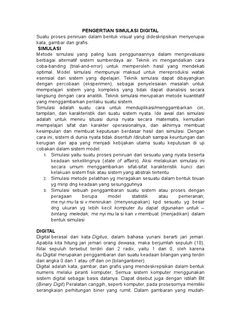Pengertian Simulasi Digital | PDF