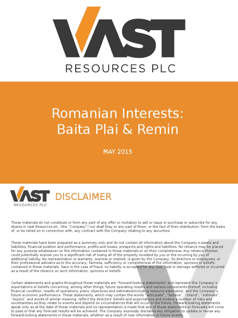 Romania Presentation Baita Plai and Remin 05.05.15 | PDF | Mining | Gold