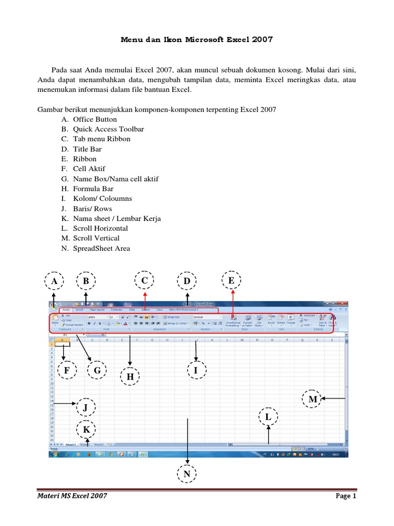 Fungsi Menu Dan Ikon Microsoft Excel 2007 PDF | PDF