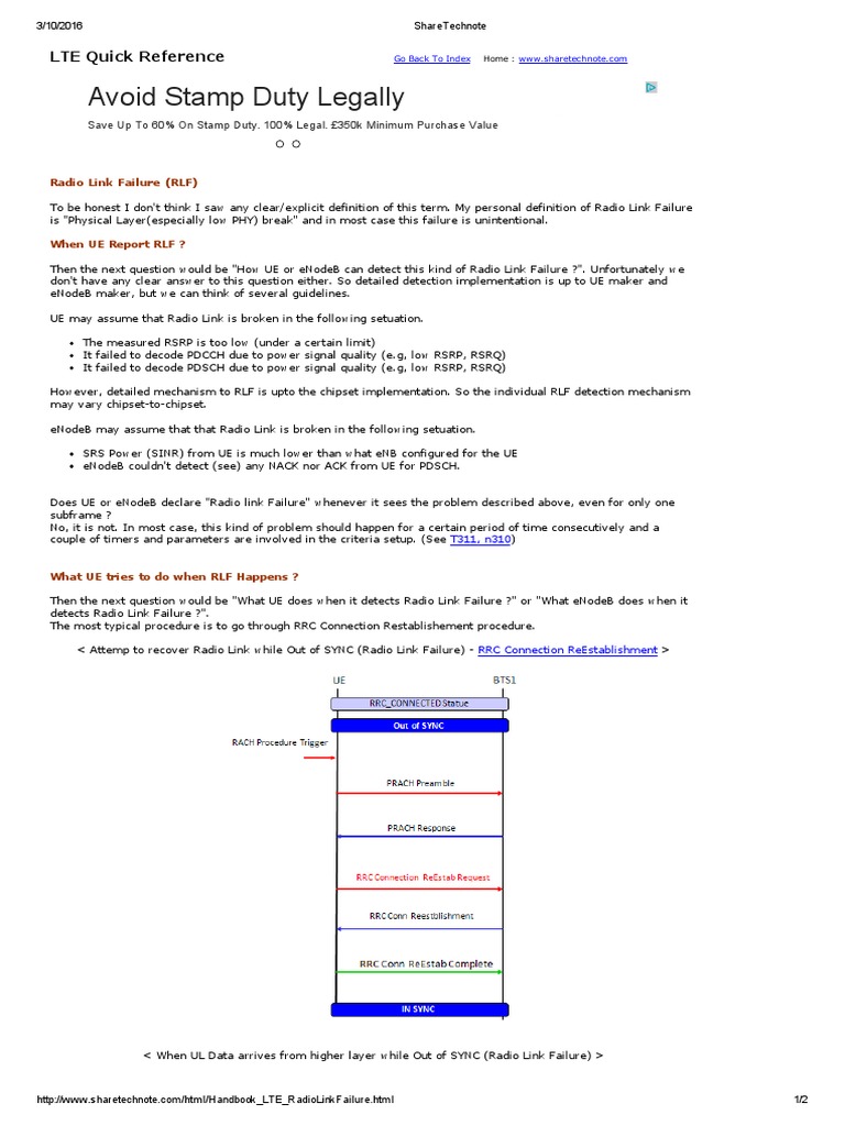 RLF - Radio Link Failure | PDF