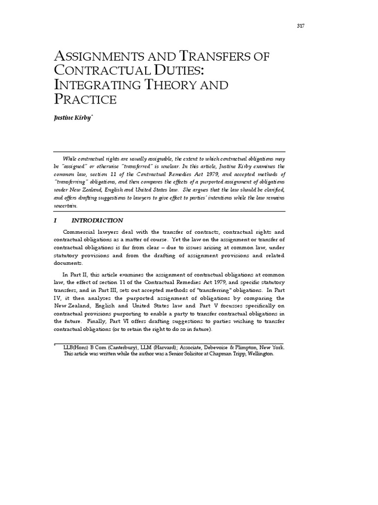 Clarifying The Unclear An Analysis Of The Assignment And Transfer Of