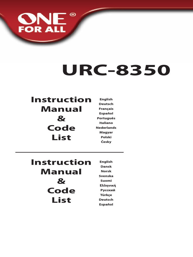 Manual Code List Urc 8350 | PDF