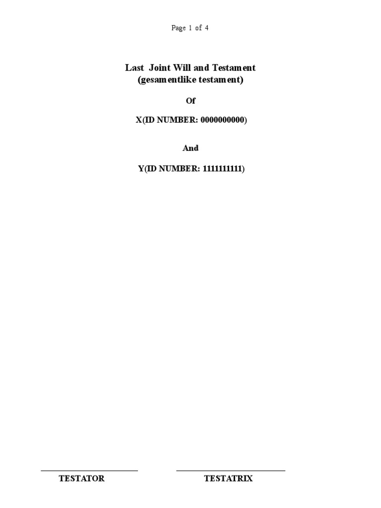 Joint Will Format | Will And Testament | Property Law
