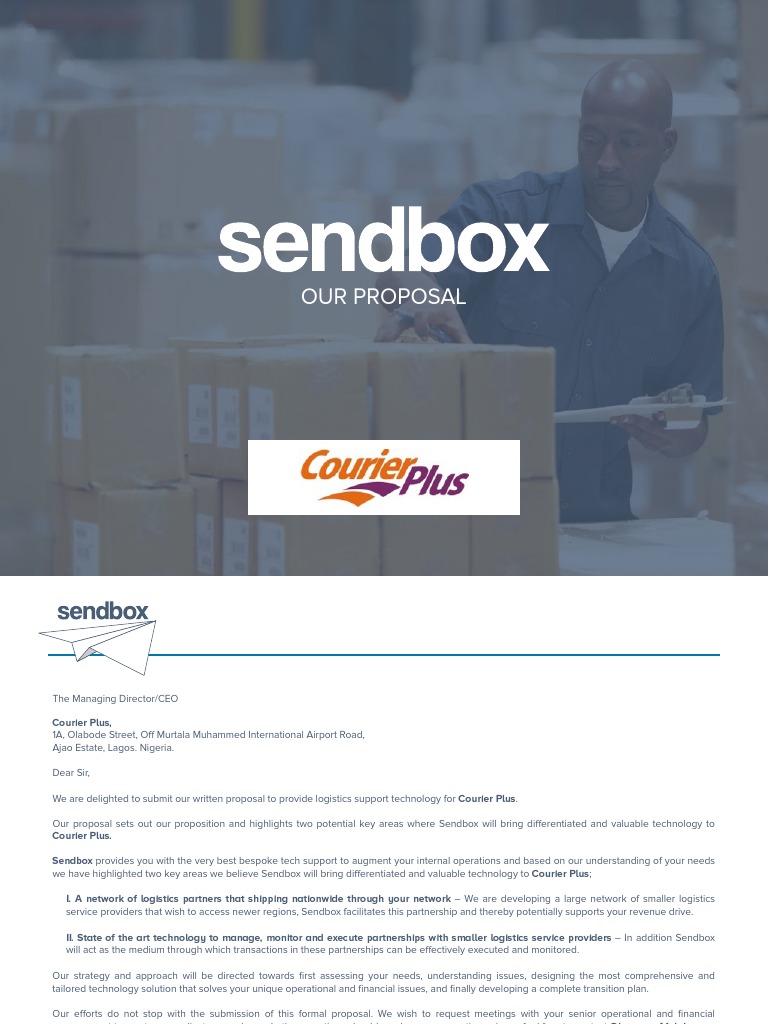 Sendbox Proposal CP PDF | PDF | Courier | Service Industries