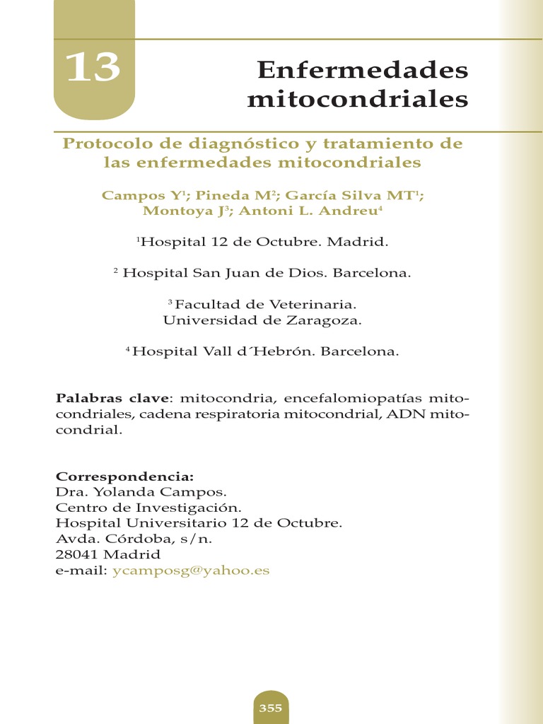 Enfermedades Mitocondriales | PDF | Mitocondria | Cadena de transporte de electrones