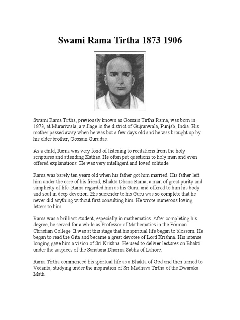 Swami Rama Tirtha 1873 1906 | Download Free PDF | Bhakti | Neoplatonism