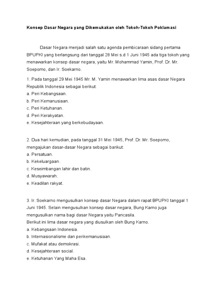 Konsep Dasar Negara Yang Dikemukakan Oleh Tokoh | PDF
