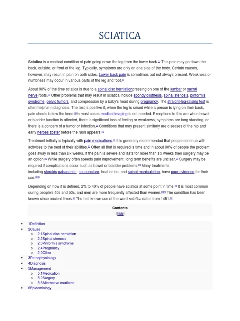 Sciatica: Sciatica Is A Medical Condition of Pain Going Down The Leg ...