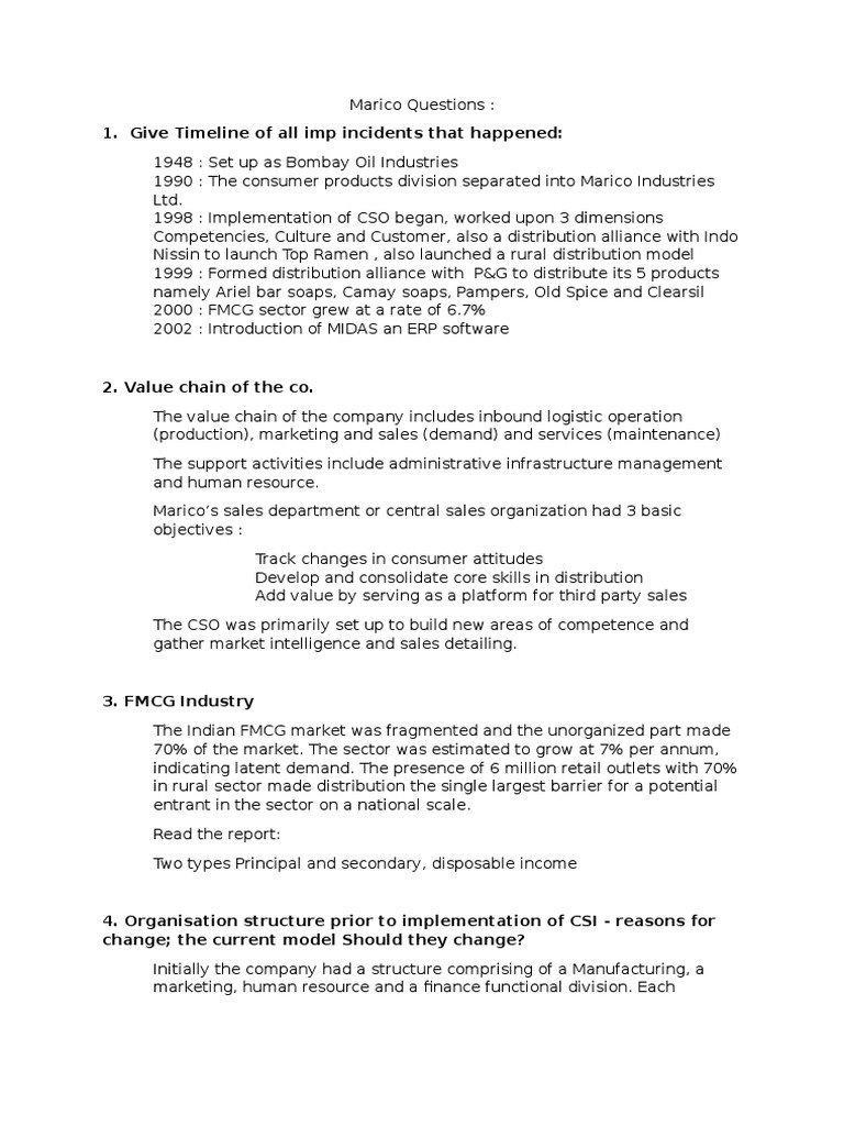 Marico | PDF | Value Chain | Sales
