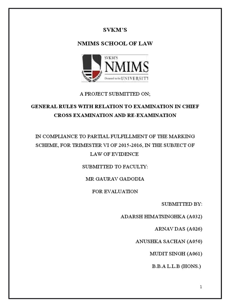 Examination in Chief and Cross-Examination Rules | PDF | Cross ...