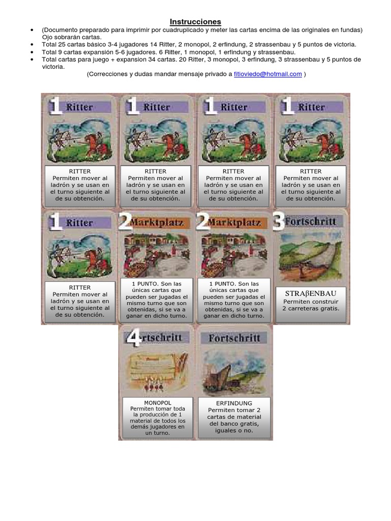 Catan Basico Cartas Desarrollo | PDF