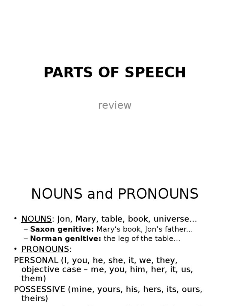 Parts of Speech b2 | PDF | Perfect (Grammar) | Syntax