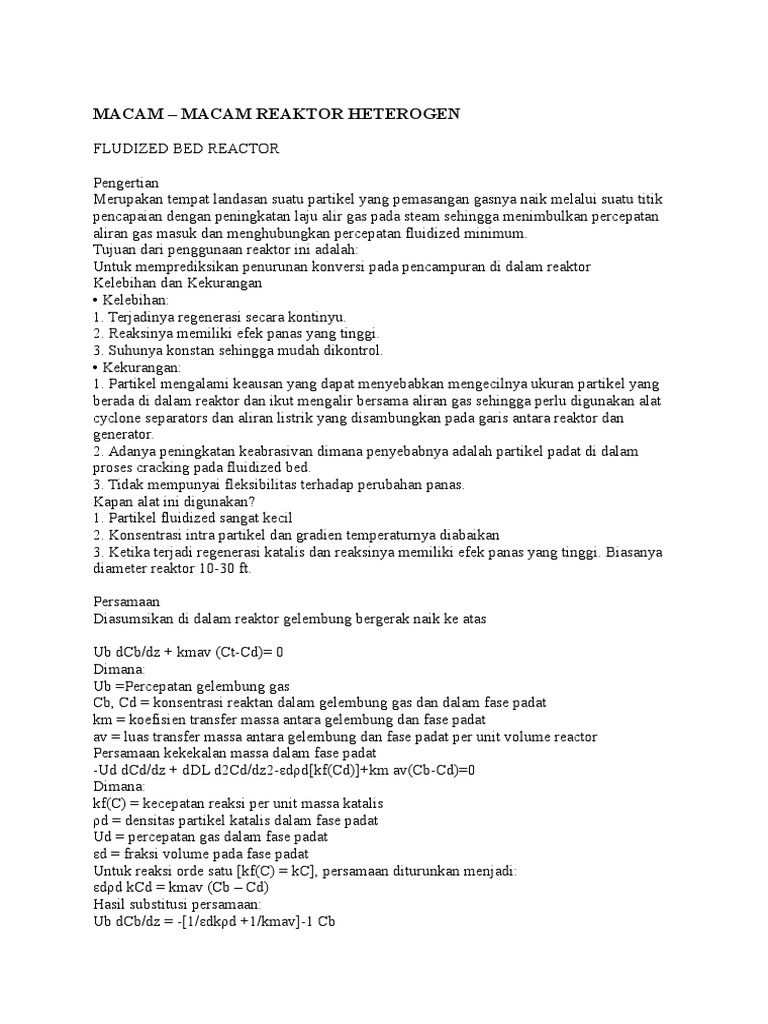 Jenis-Jenis Reaktor Kimia Heterogen | PDF | Griya & Taman | Sains ...