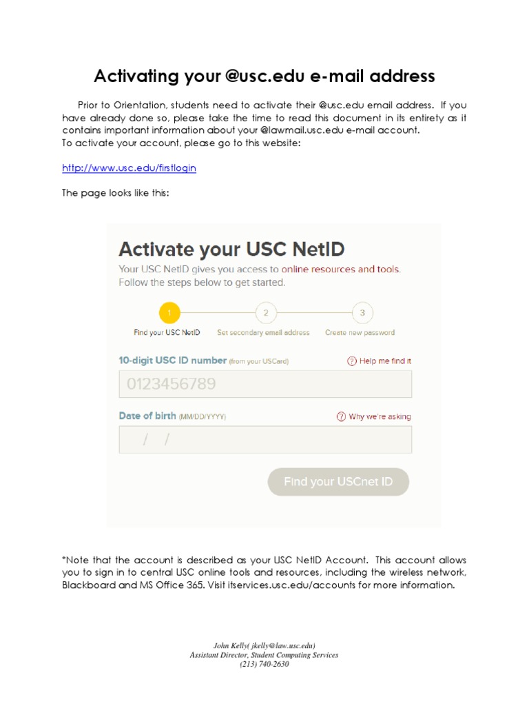 GIP Activating Usc Net Id Email F16 | PDF | Computers