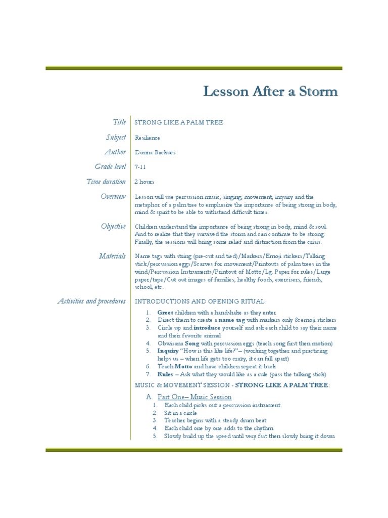 Resilience Lesson: Strong Like a Palm Tree | PDF | Leisure ...
