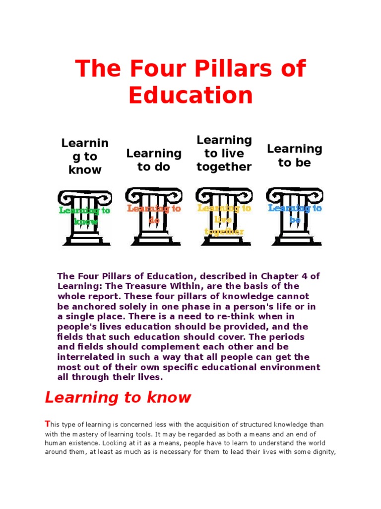 Four Pillars of Education Explained | PDF | Employment | Competence ...