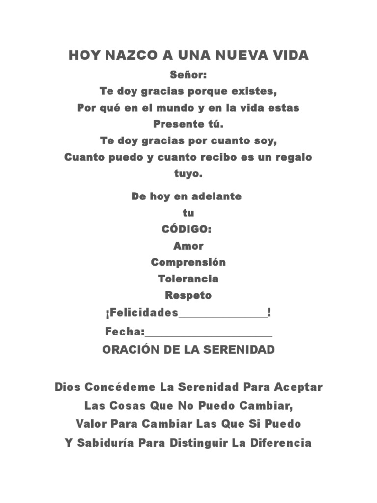 Hoy Nazco A Una Nueva Vida | PDF