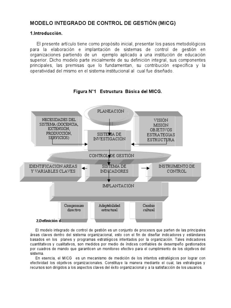 Modelo Integrado de Control de Gestion (MICG) | PDF | Planificación | Presupuesto
