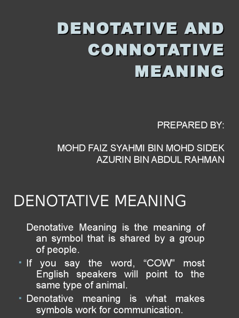 Denotative and Connotative Meaning | PDF