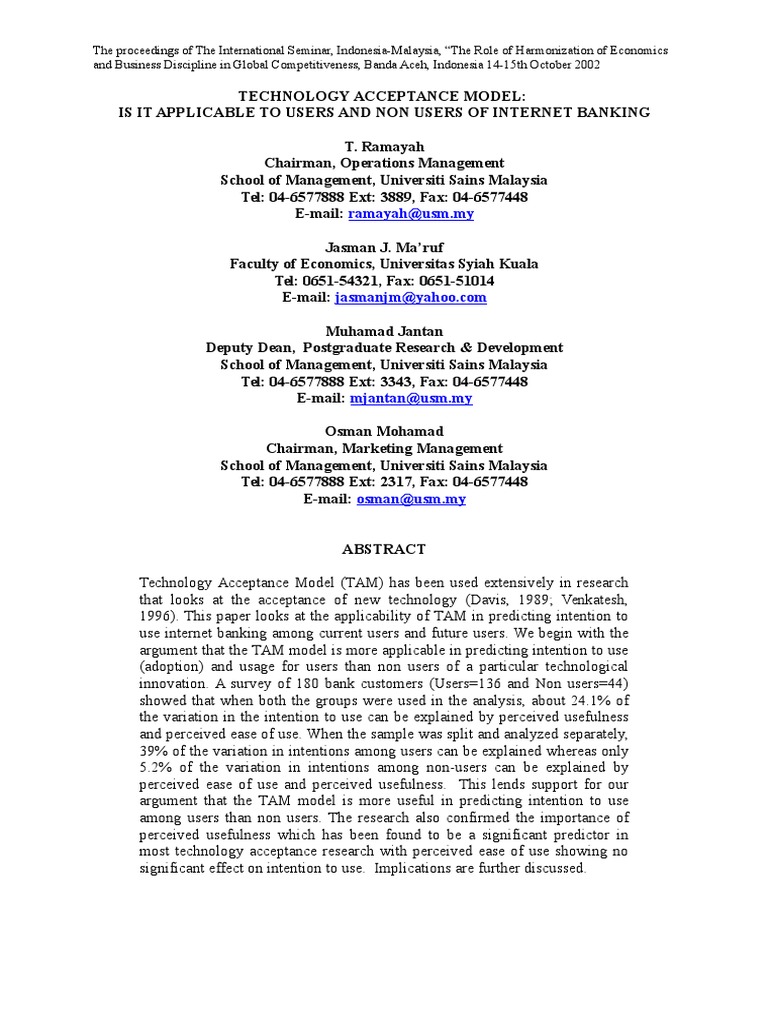 4.technology Acceptance Model | PDF | Cognition | Psychology