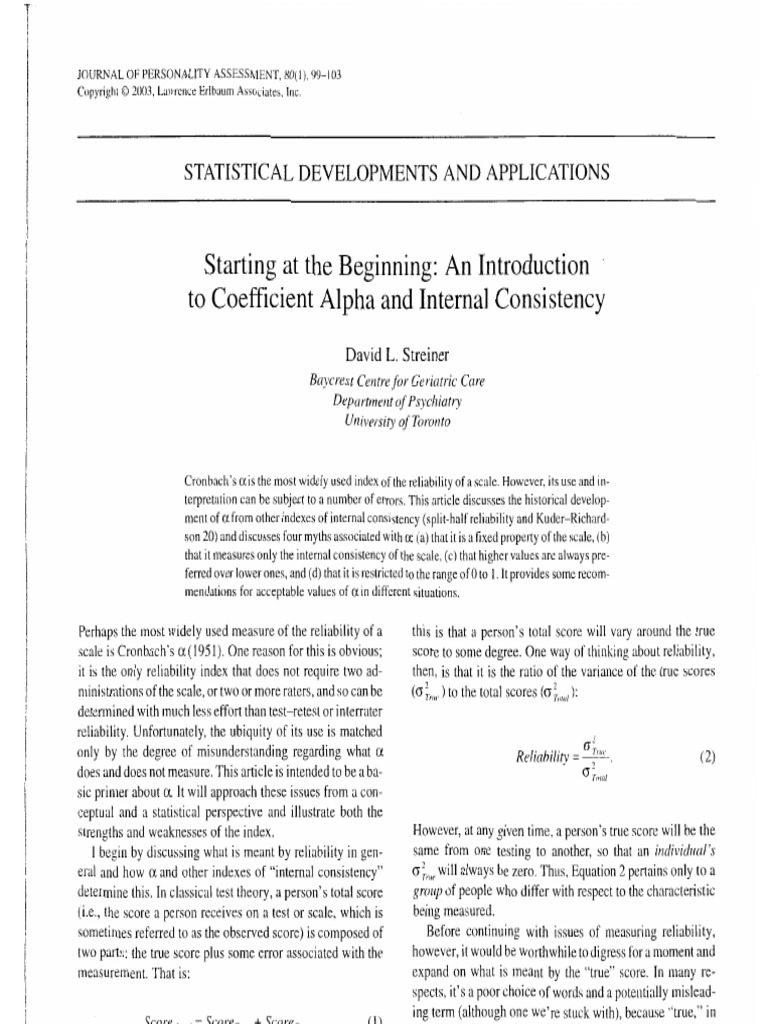 Streiner, D.L. (2003) Starting at The Beginning An Introduction To ...