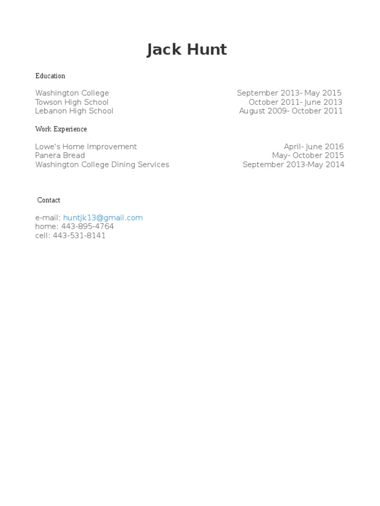Jack Hunt: Education | PDF