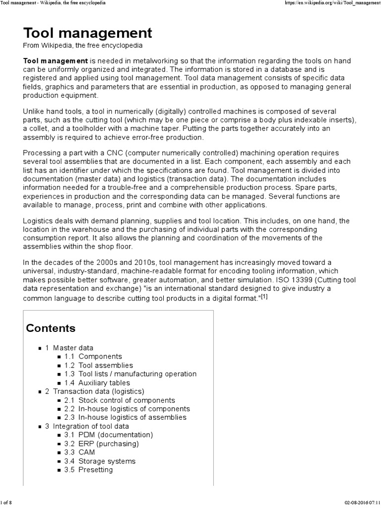 Tool Management | PDF | Production And Manufacturing | Industries