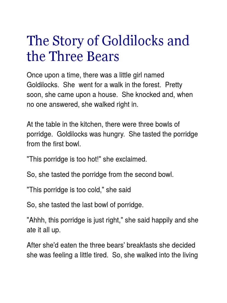 The Story of Goldilocks and The Three Bears | PDF | Business