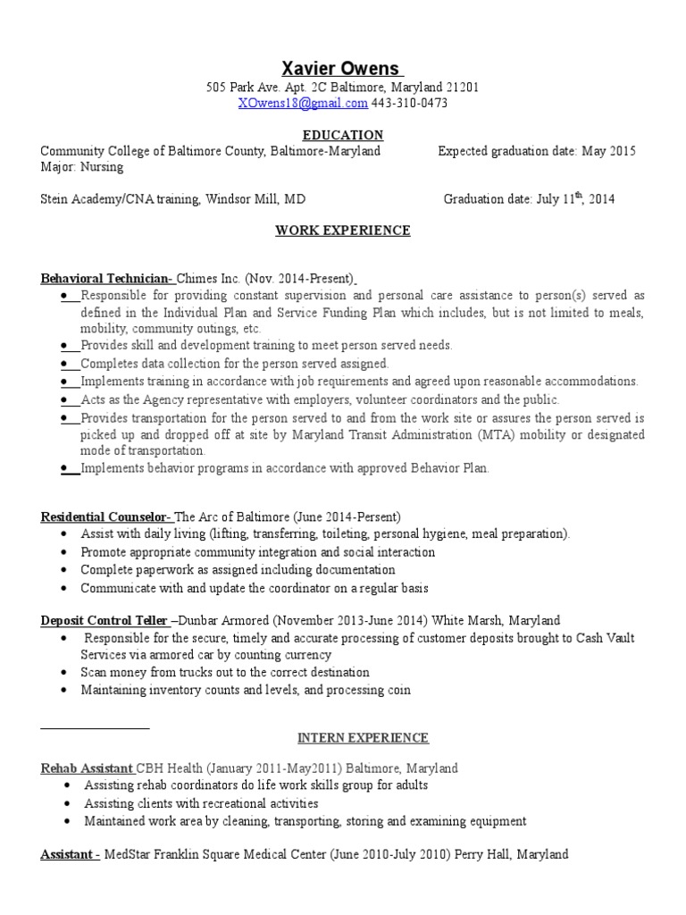 Xavier Resume | PDF | Patient | Hygiene