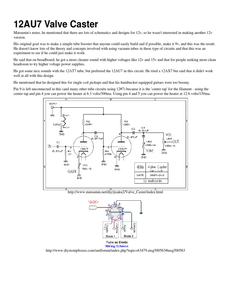 12AU7 Valve Caster Schematic Guide | PDF | Electromagnetism | Electricity