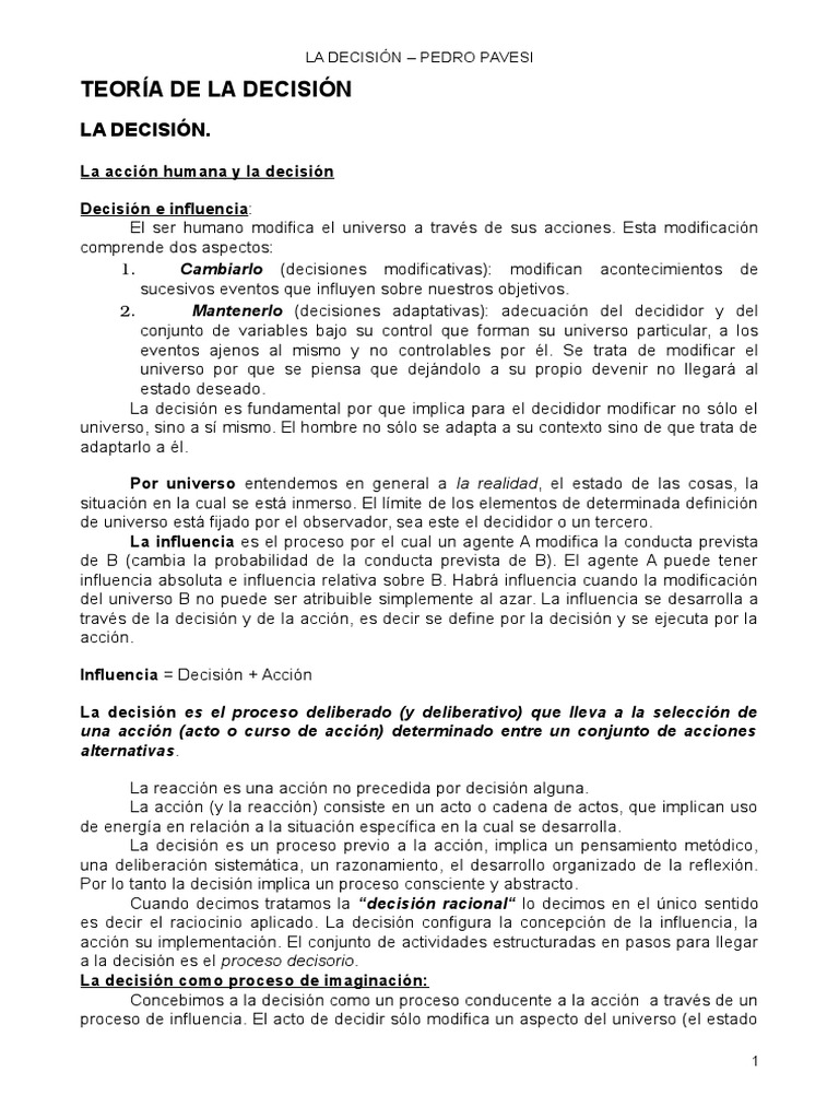 PAVESI, Pedro - La Decisión v2 | PDF | Toma de decisiones | Información