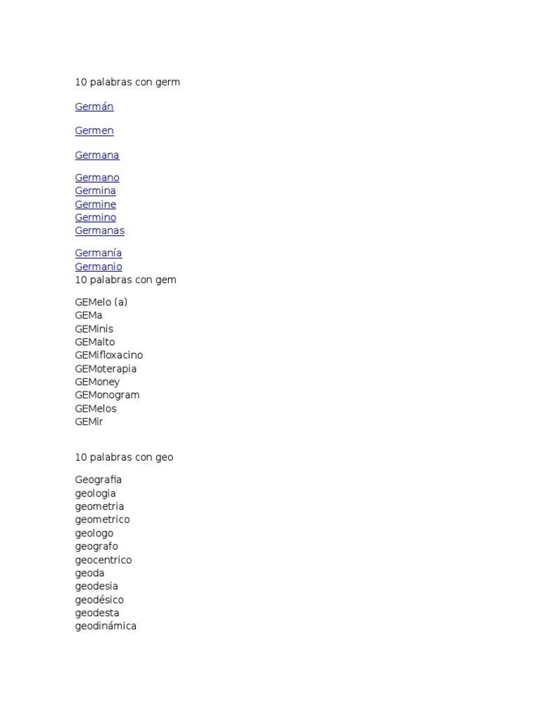 Palabras que contienen "germ", "gem" y "geo" | PDF