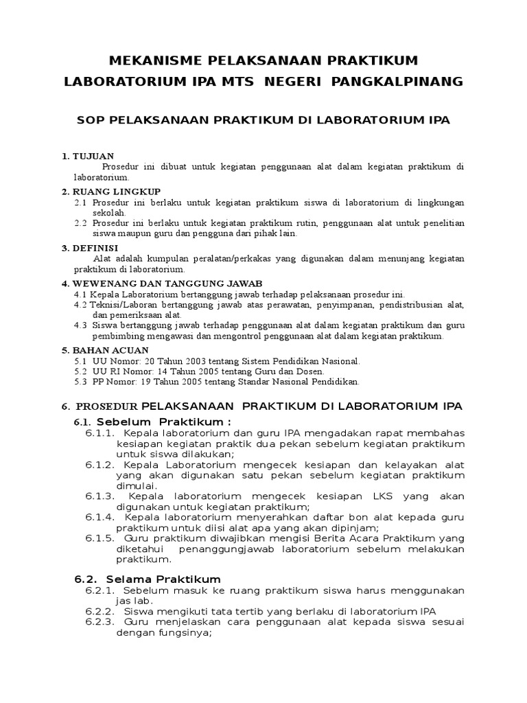 Mekanisme Pelaksanaan Praktikum | PDF