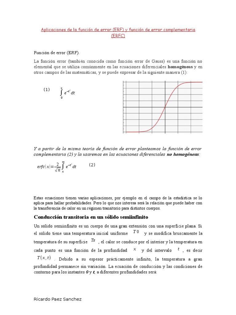 Aplicaciones de La Función de Error y Funcion Error Complementaria | PDF