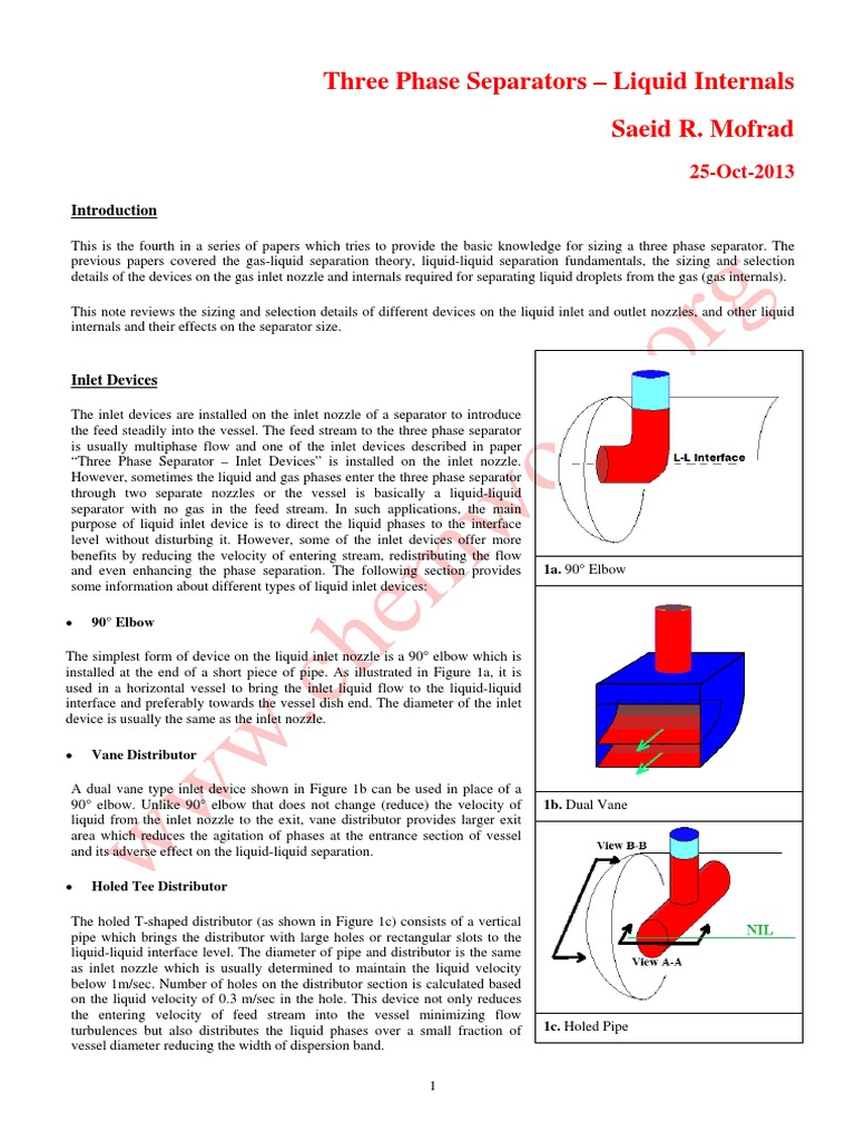 Three Phase Separator - Liquid Internals | PDF | Drop (Liquid) | Liquids