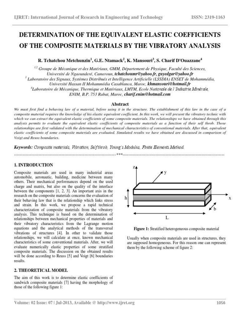 Determination of The Equivalent Elastic Coefficients of The Composite ...