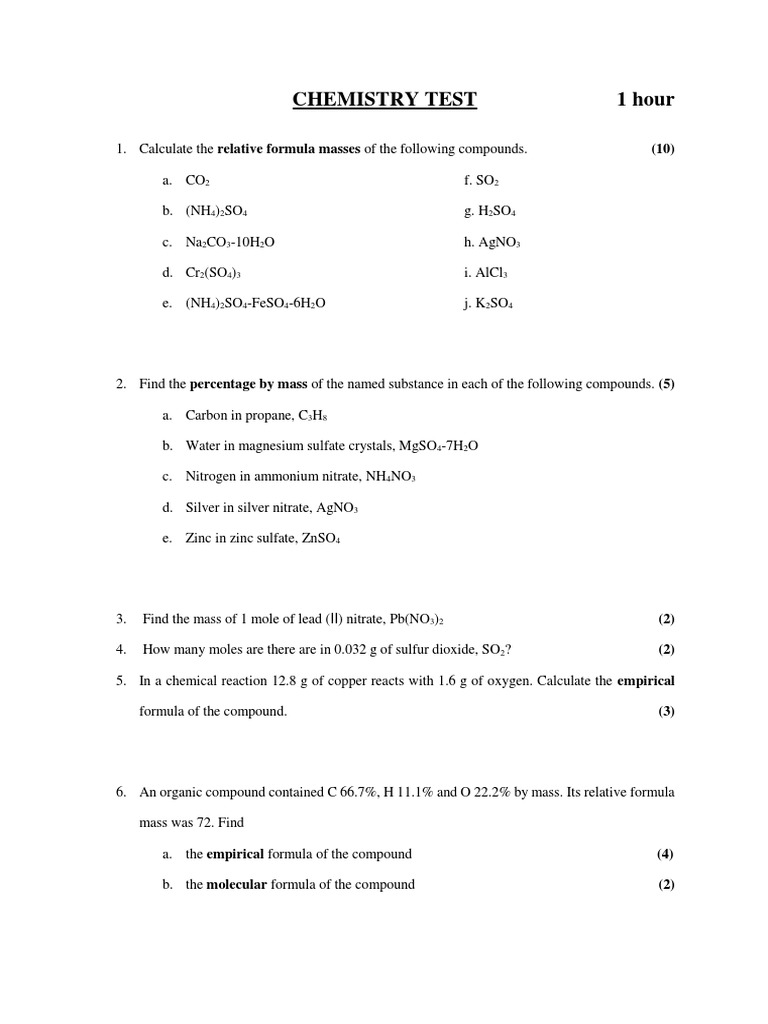 Chemistry Questions | PDF